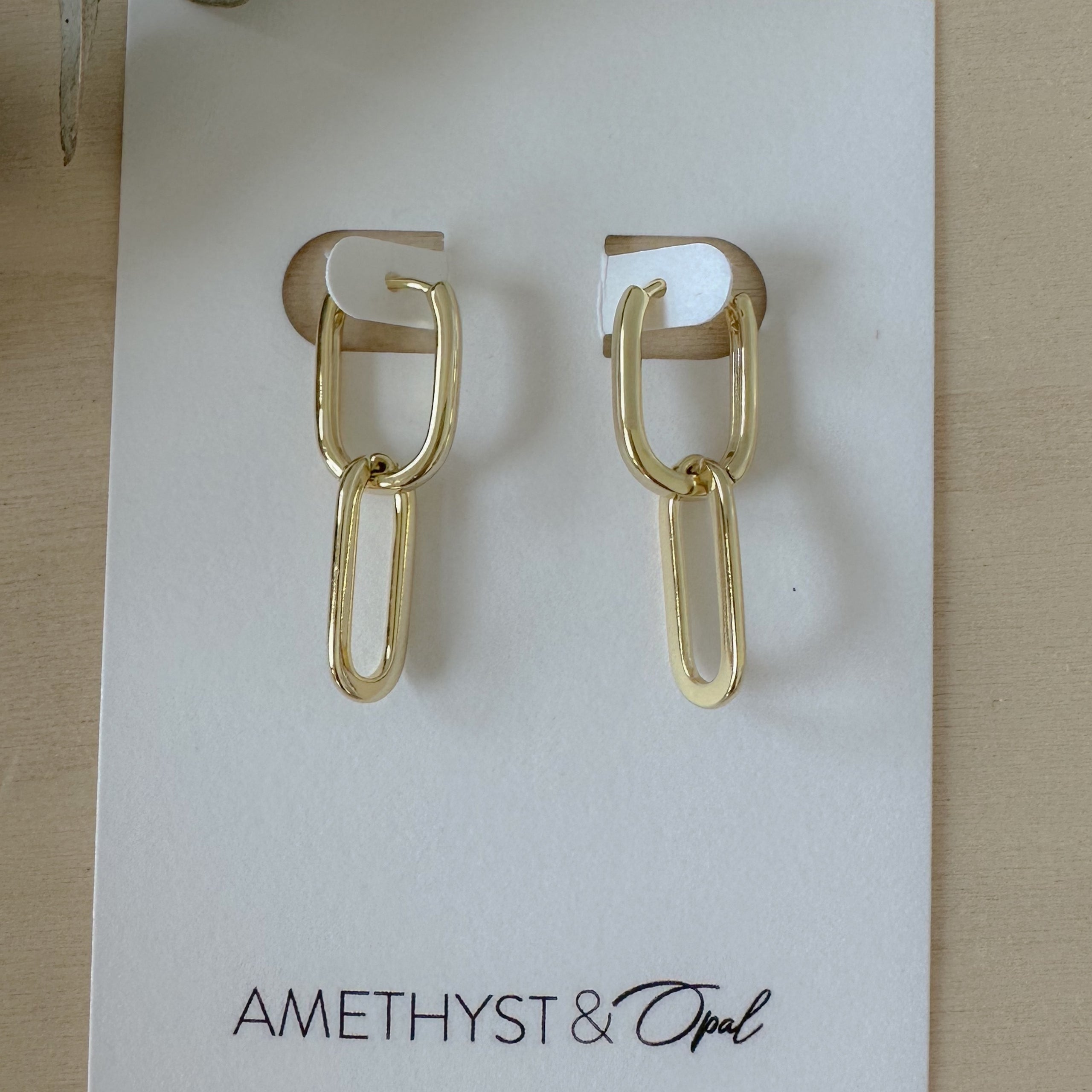 Double Paperclip Hoops | Amethyst & Opal